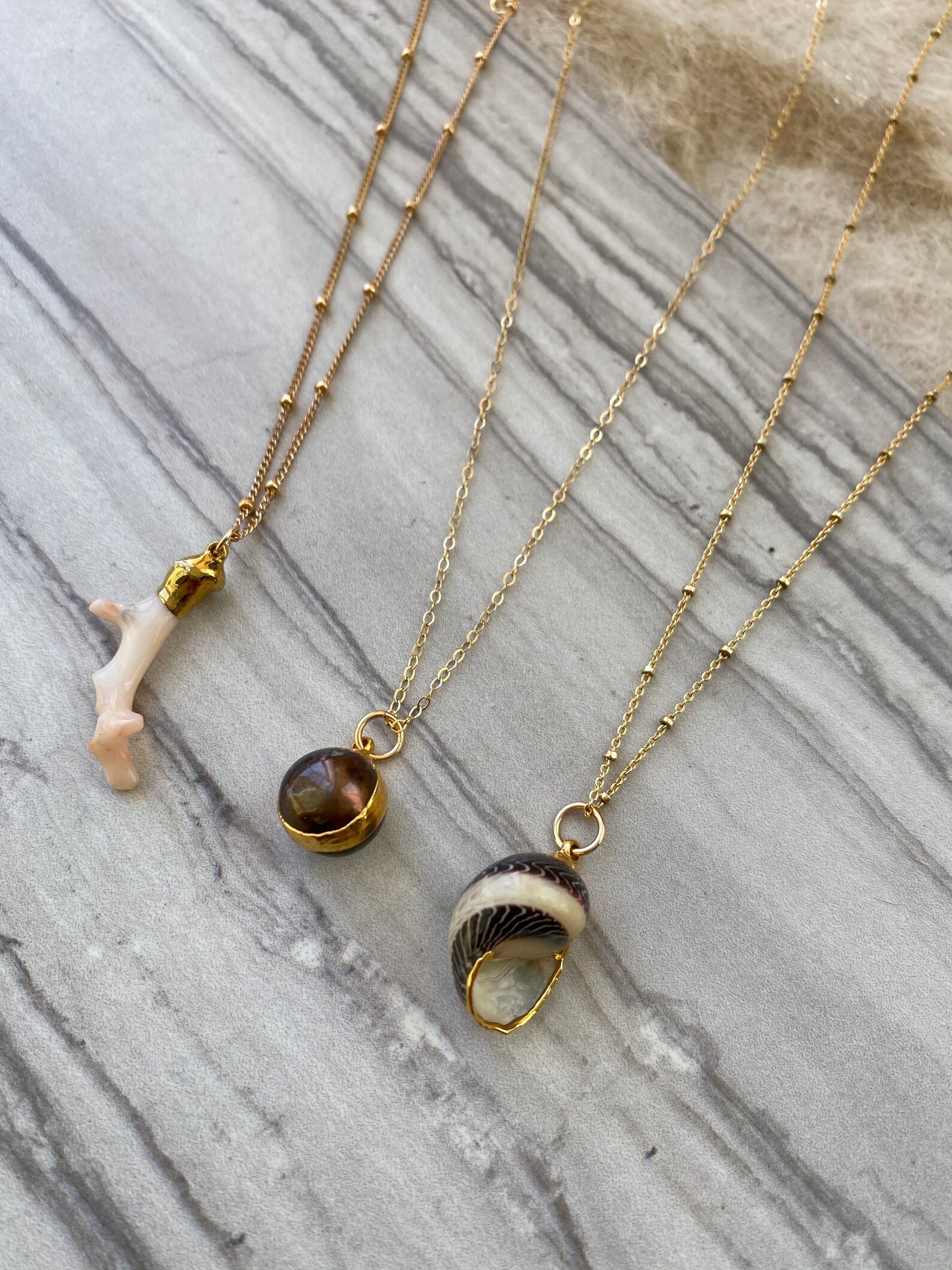 Shell Pearl and Coral Necklaces With 14k Gold - Etsy