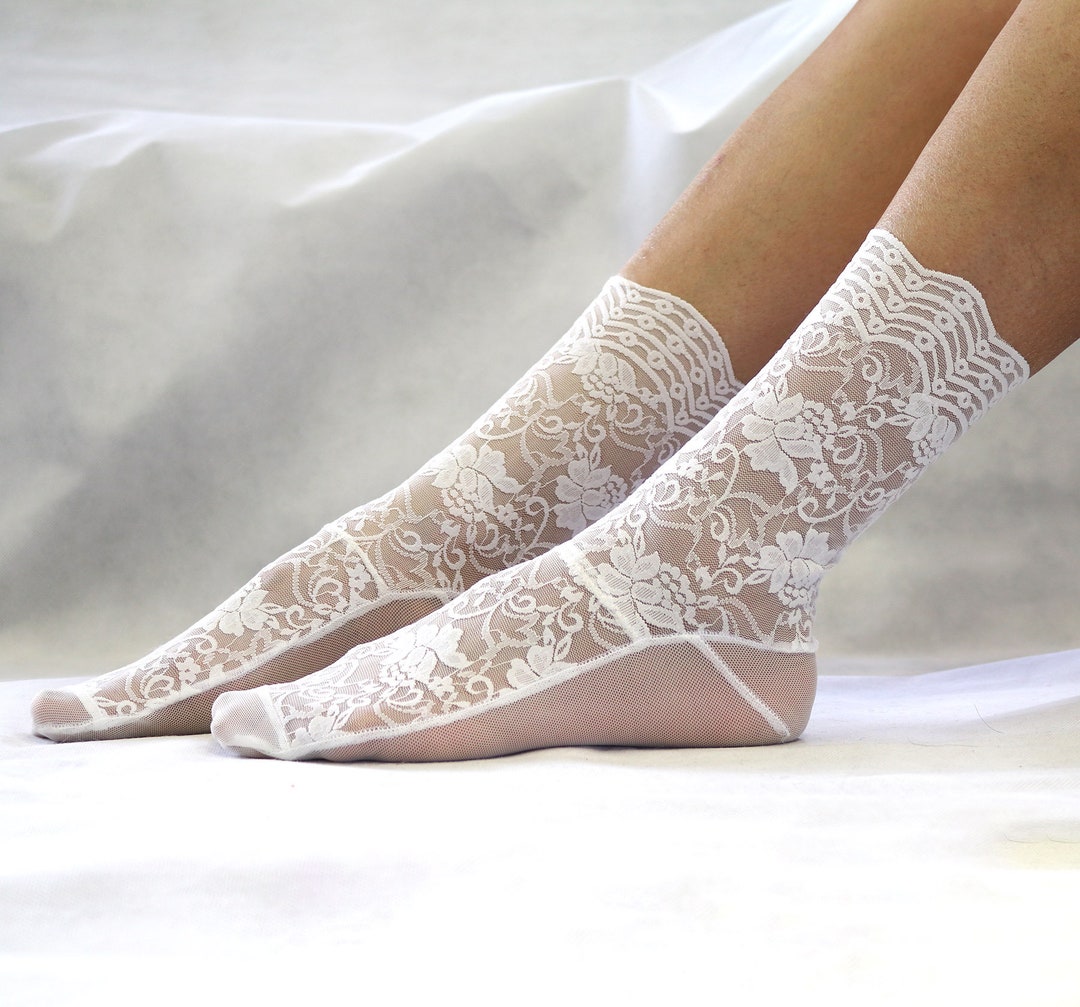 White Lace Socks. Delicate Lace and Mesh. Gift Idea for Her - Etsy
