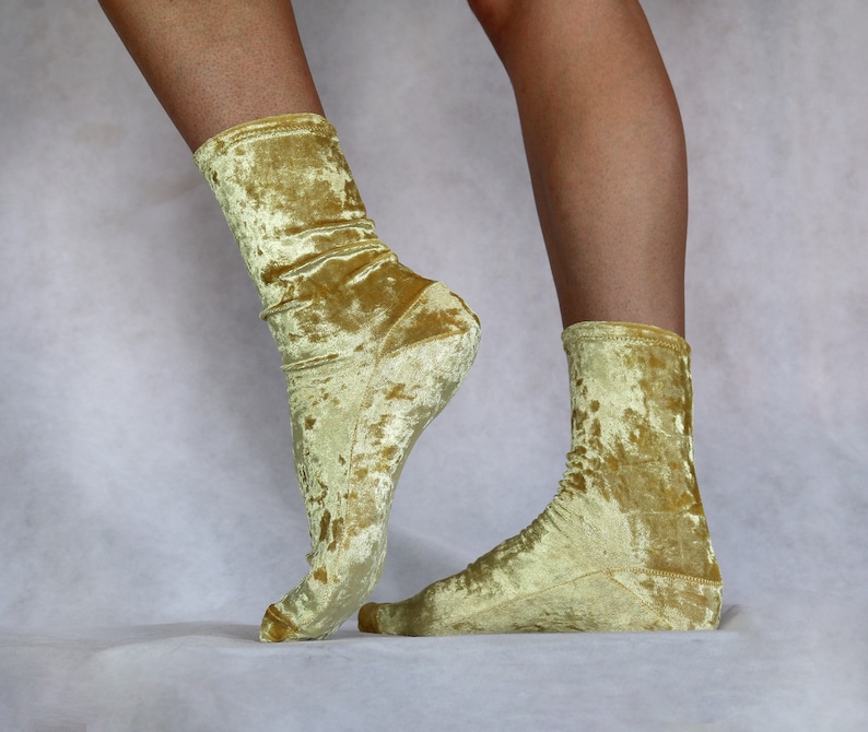 Velvet Socks Golden Yellow Soft Cozy Handmade Women's Boot Socks Gift ...