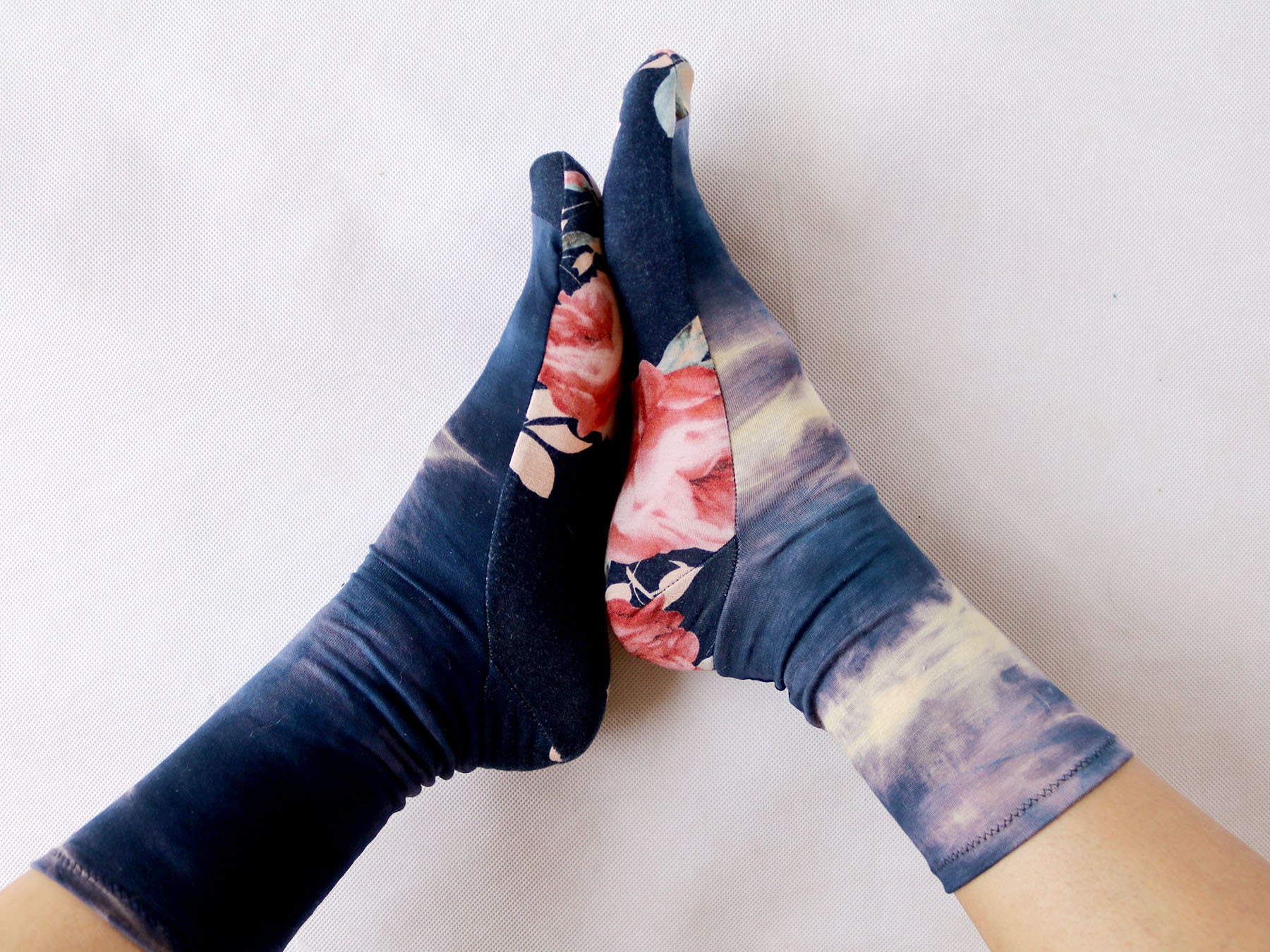 Tie Dye and Floral Modal Socks. Soft Feminine Homemade Ankle | Etsy