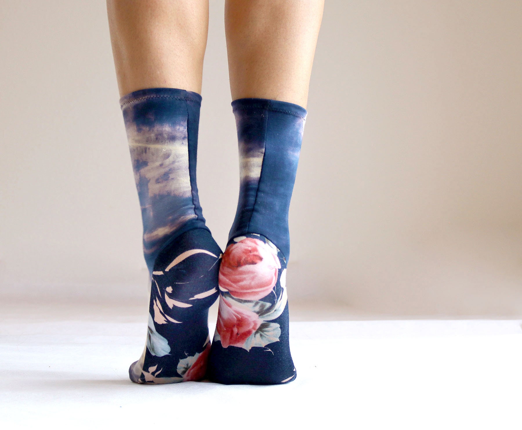 Tie Dye and Floral Modal Socks. Soft Feminine Homemade Ankle | Etsy