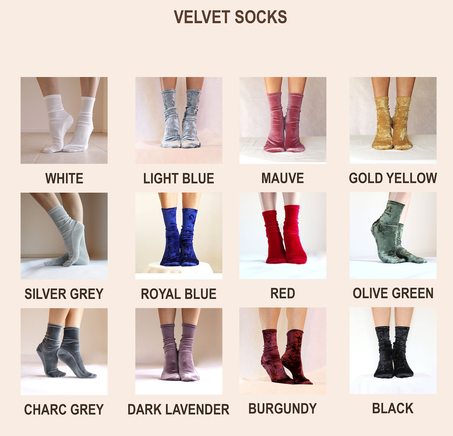 Silver Velvet Socks. Handmade Women's Socks. - Etsy