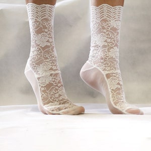 White Lace Socks. Delicate Lace and Mesh. Gift Idea for Her - Etsy