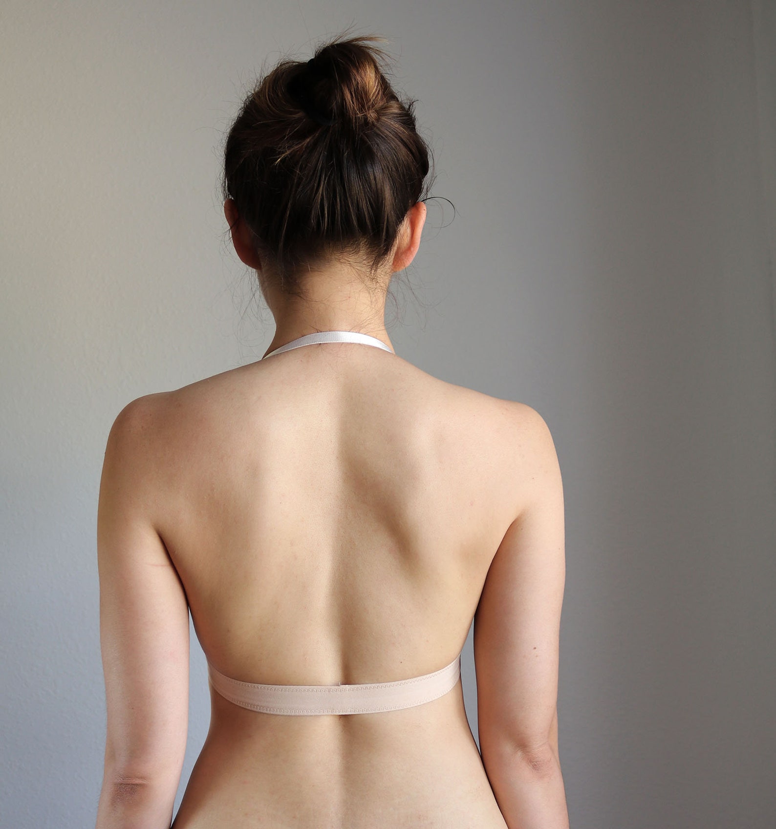 Halter Bralette Beige Backless Bra Wireless Open Back Bra Etsy