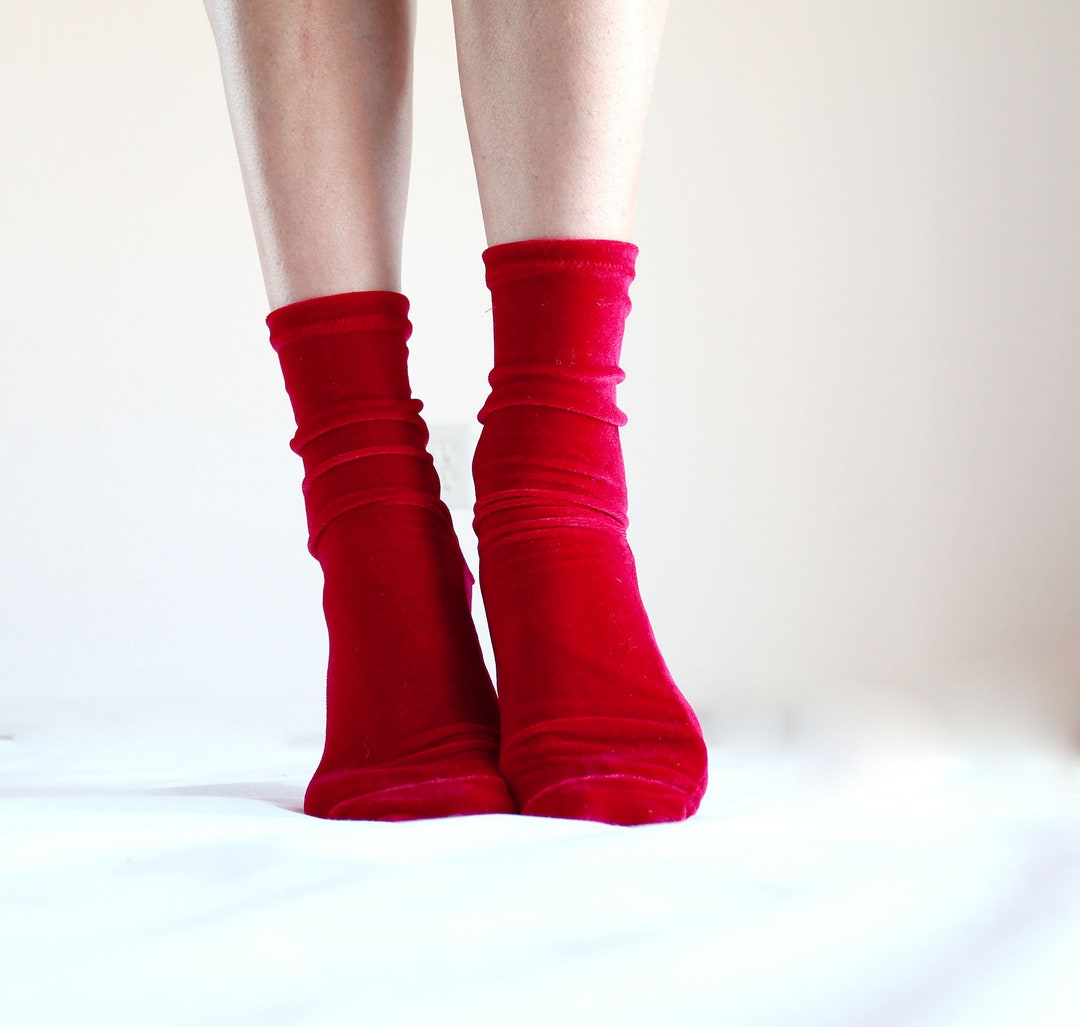 Red Velvet Socks. Handmade Women's Socks - Etsy