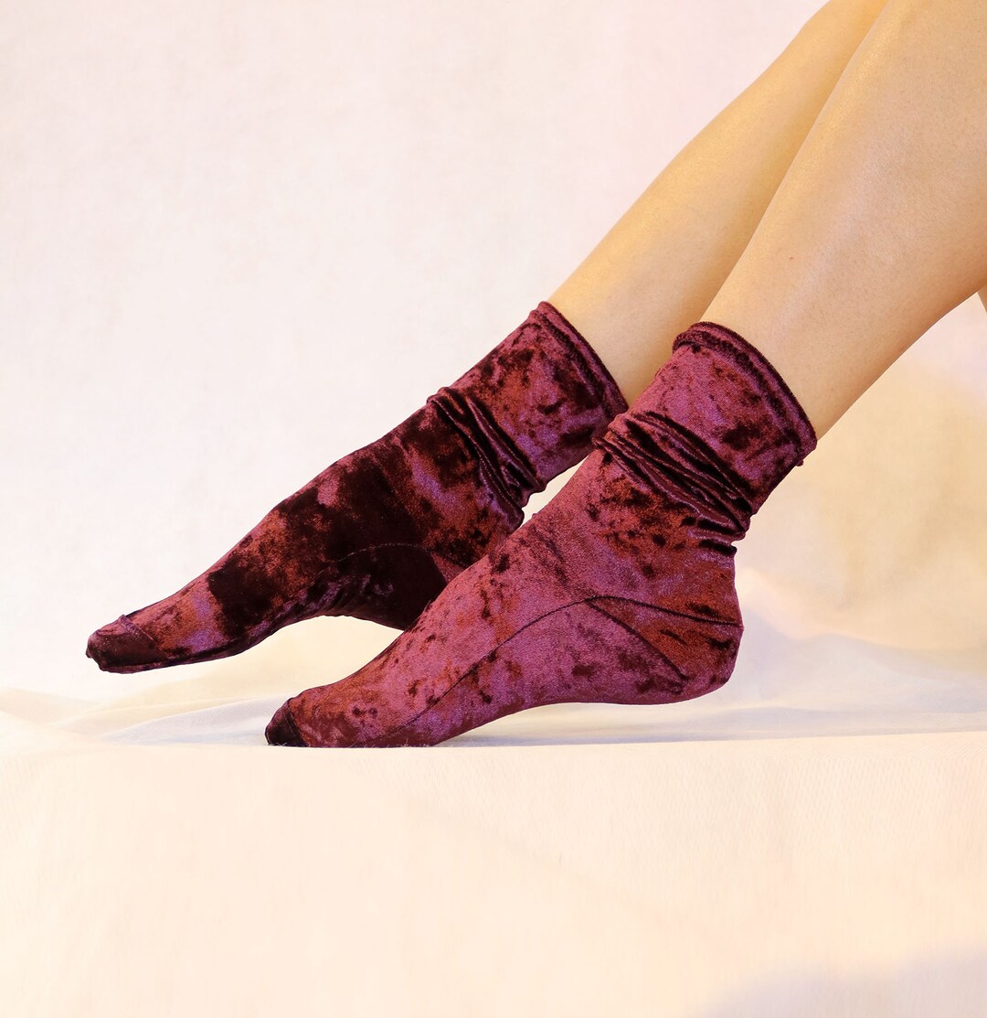 Handmade Luxurious Burgundy Velvet Socks - Etsy