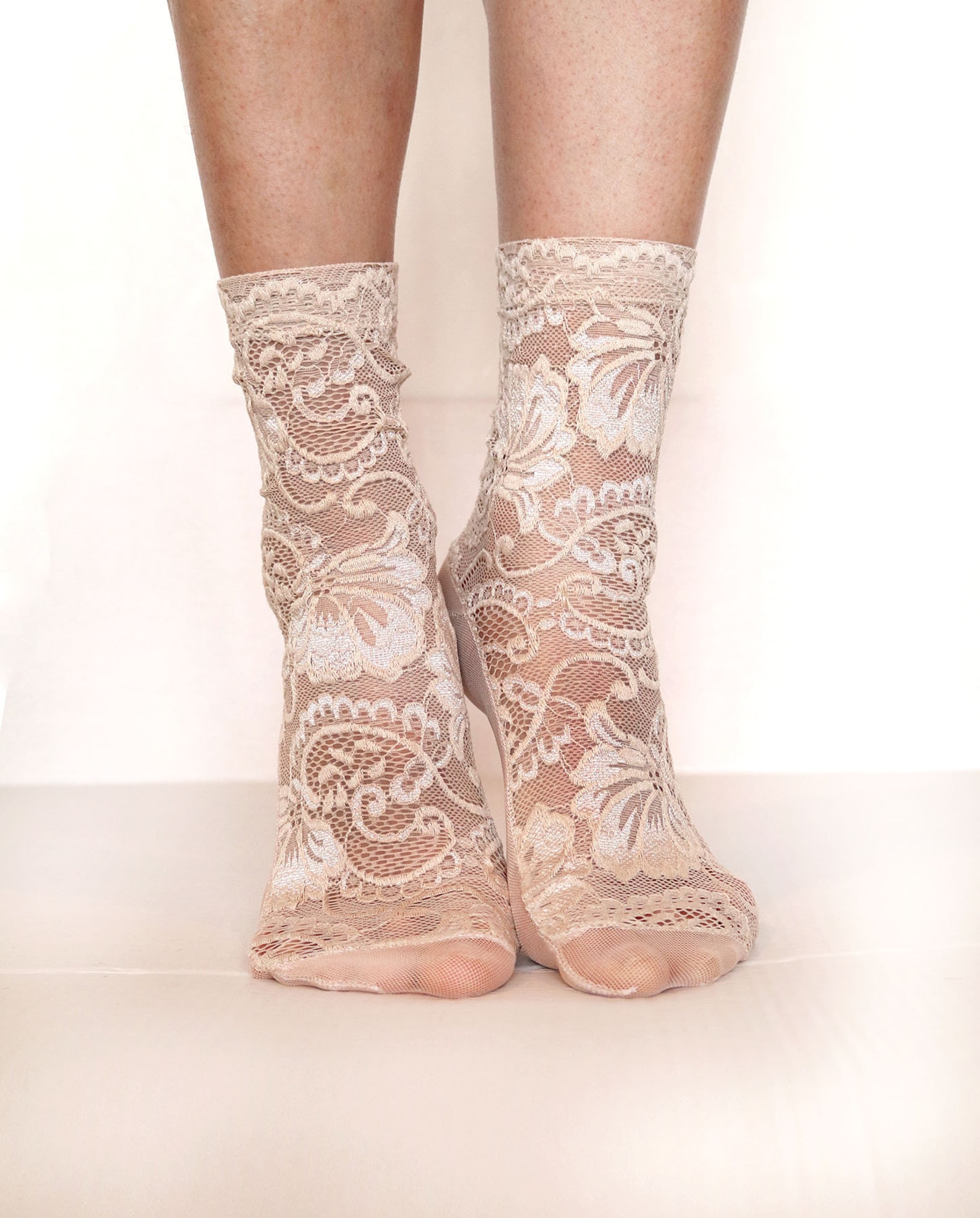 Lace Socks. Beige Lace Women's Socks. Mesh Womens Socks. Gift Idea for ...
