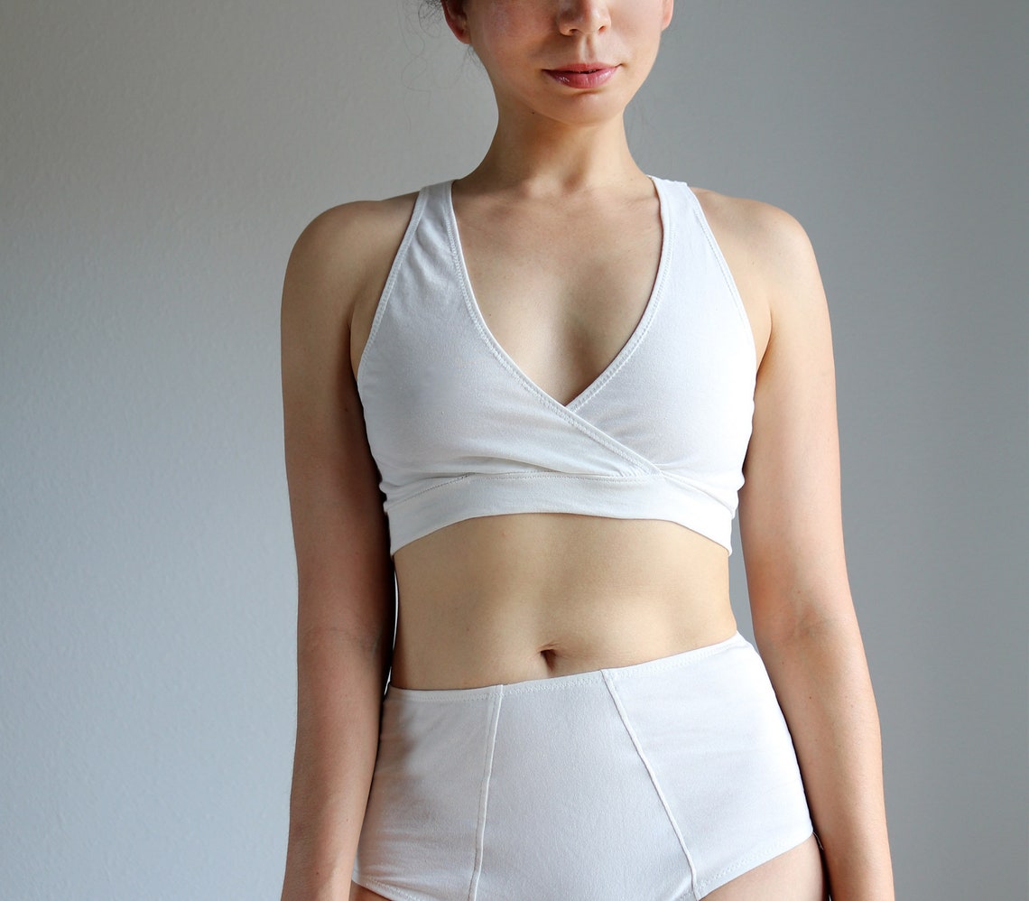 Organic Cotton Bralettes Set Of 2 Lavender And Natural Etsy