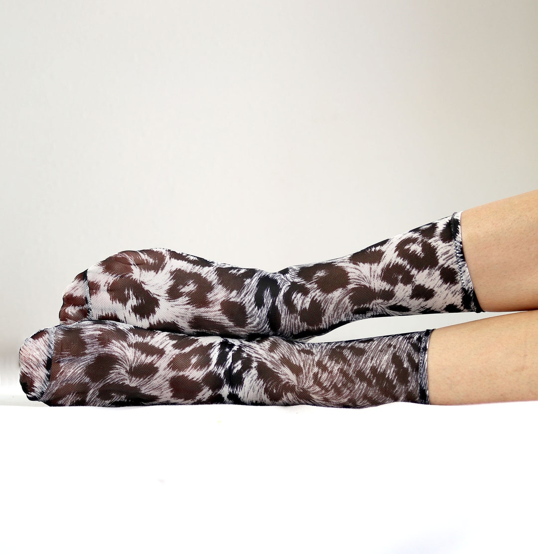 Animal Print Sheer Socks. Leopard Print Women's Socks. Handmade Socks. - Etsy