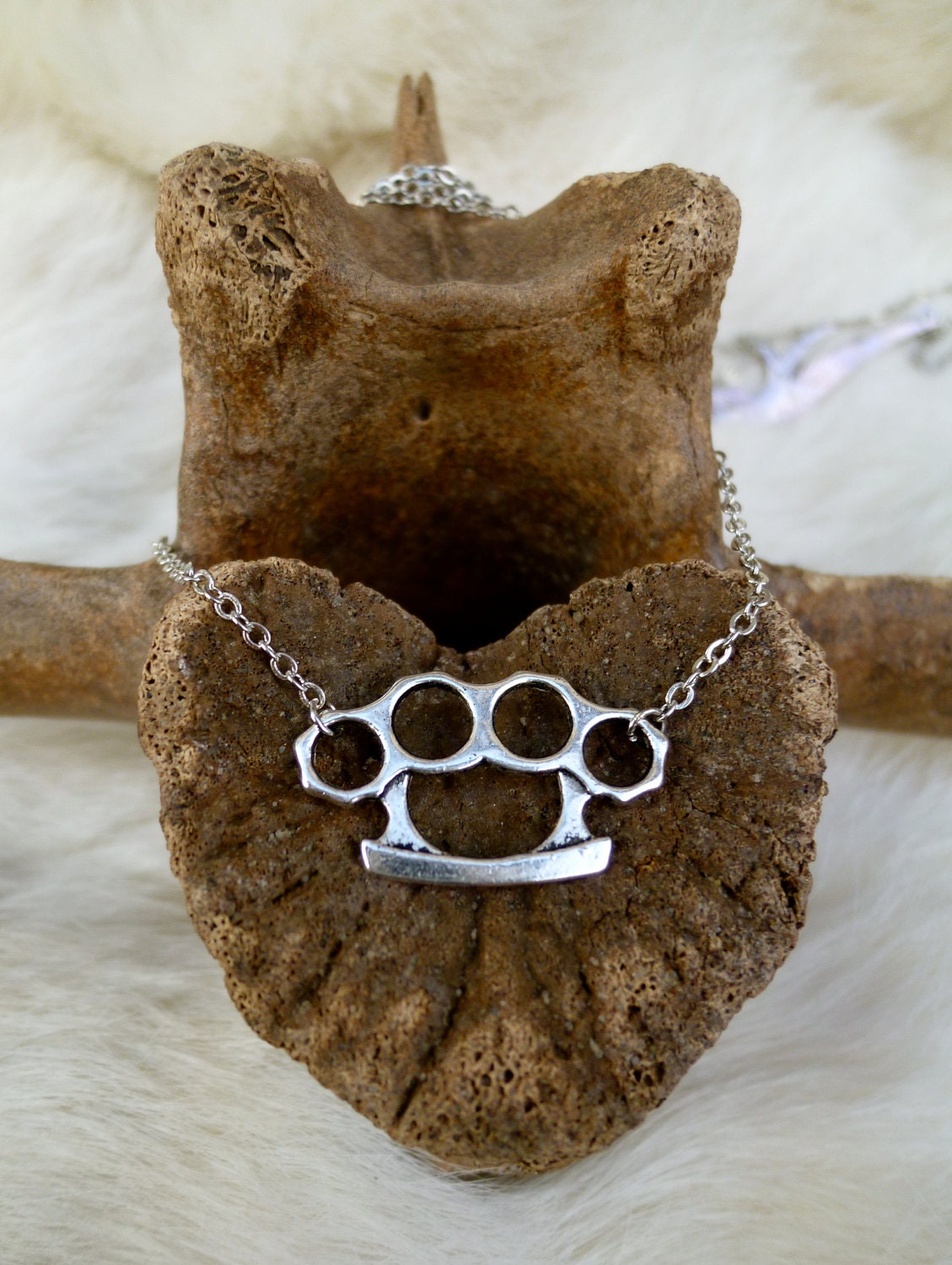 Brass Knuckles Necklace Feisty Little Knuckle Duster Etsy