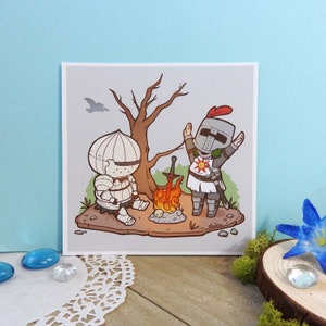 Art Print: Bonfire Lit - Solaire and Siegmeyer - Dark Souls - Fanart ...