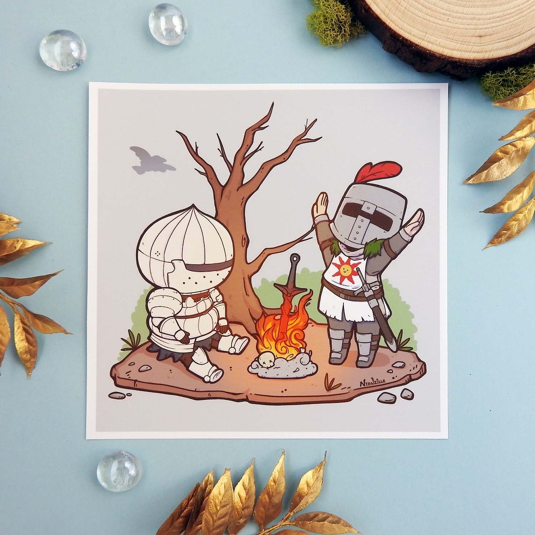 Art Print: Bonfire Lit - Solaire and Siegmeyer - Dark Souls - Fanart ...
