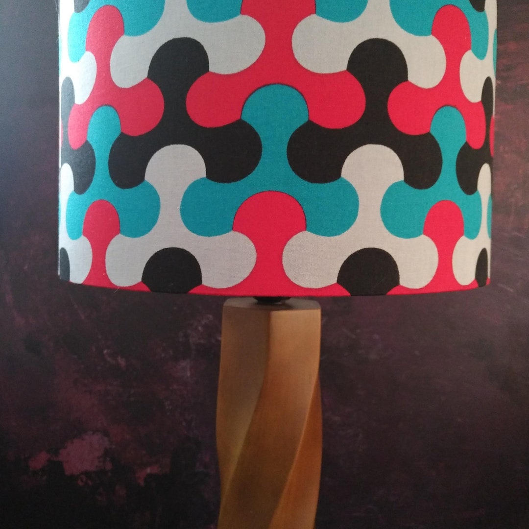 Jigsaw Puzzle African Wax Print Lampshade in Turquoise Red Black ...