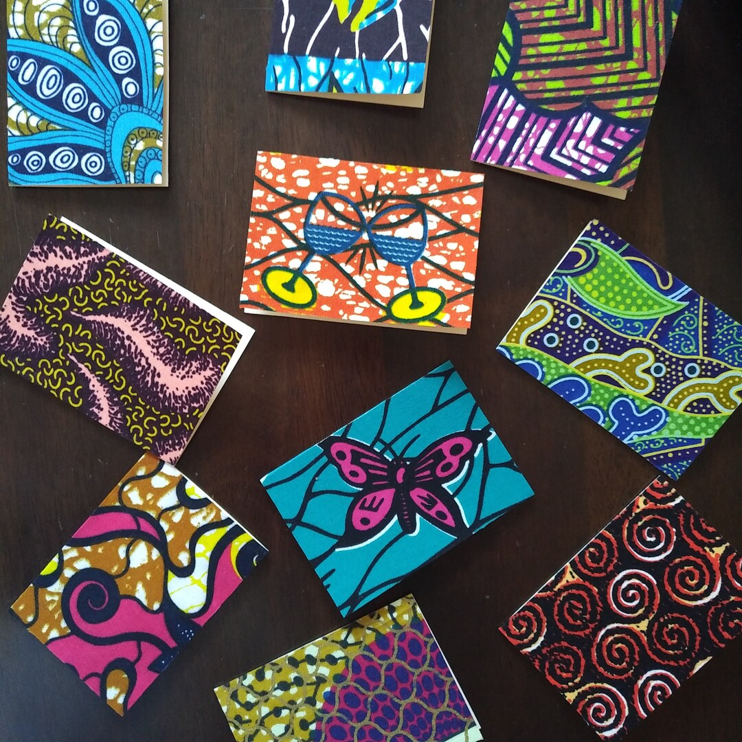 African Wax Print Note Cards: Handmade A7 Blank Cards, Set of 10 - Etsy