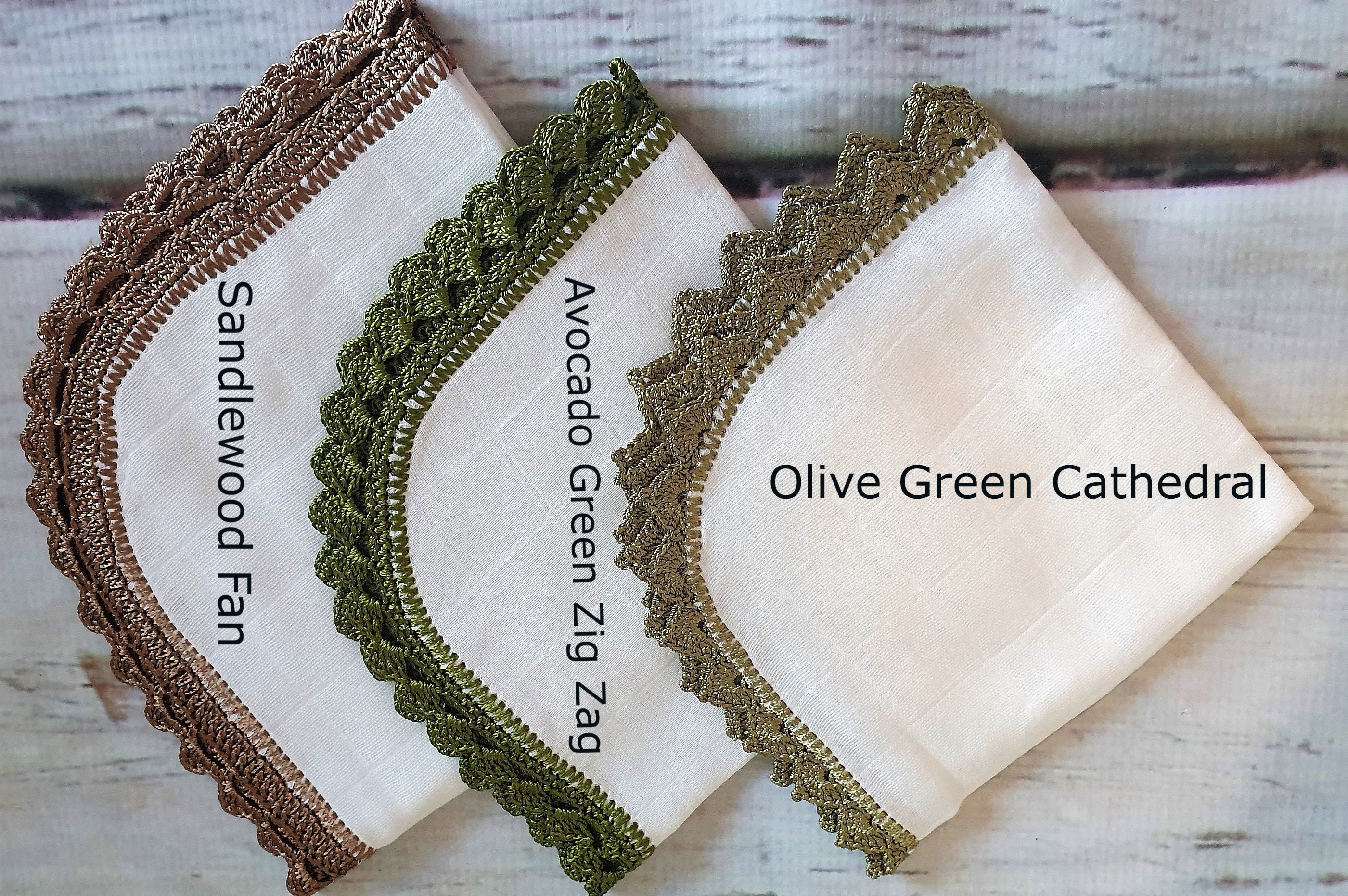 Crochet Edge Burp Cloth - Muslin Baby Dribble Cloth - White With Royal ...