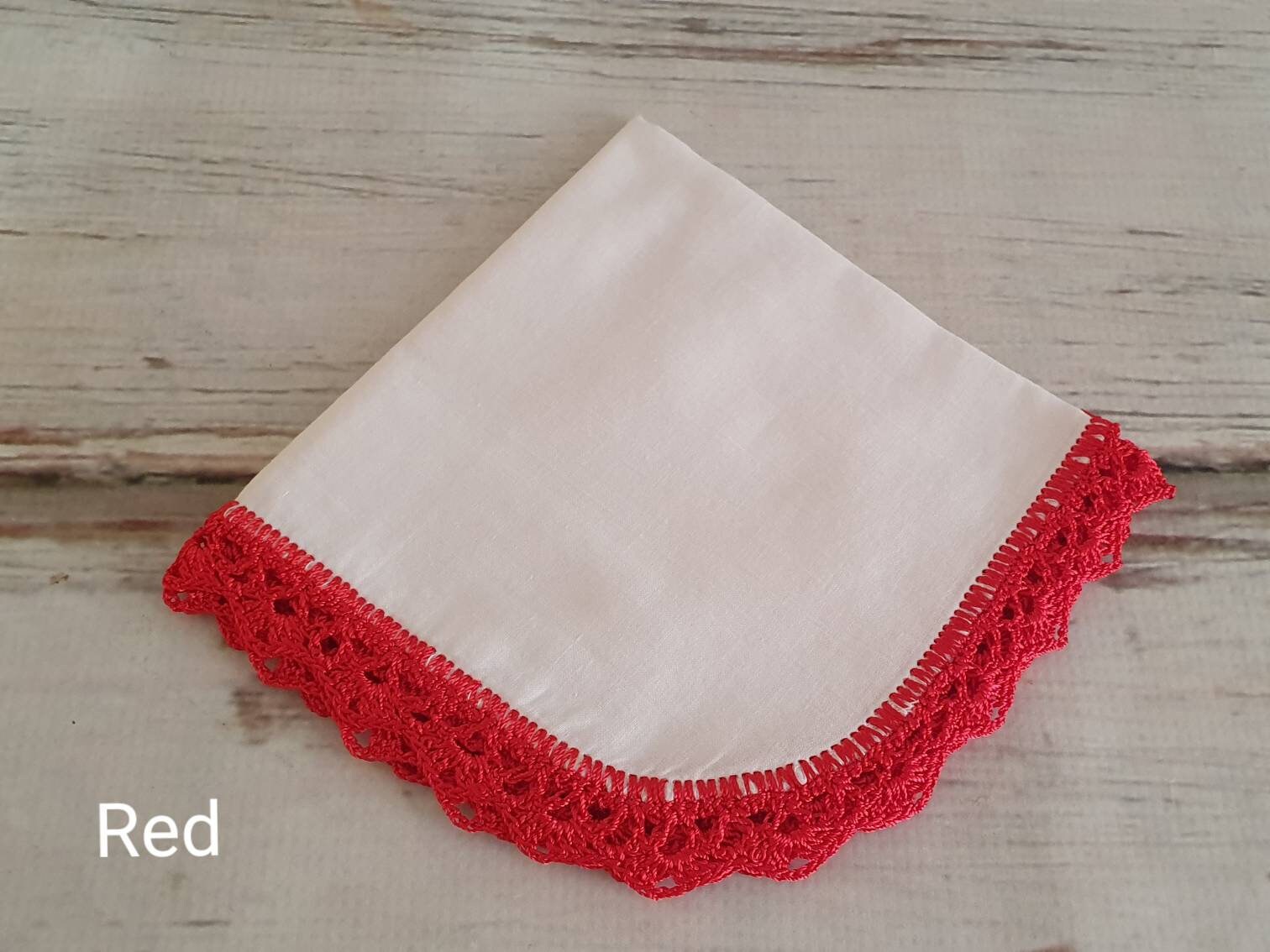 Crochet Edge Burp Cloth - Muslin Baby Dribble Cloth - White With Royal ...