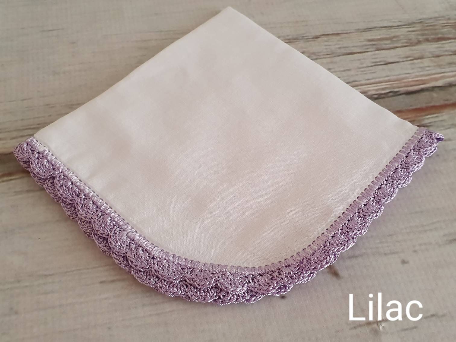 Crochet Edge Burp Cloth - Muslin Baby Dribble Cloth - White With Royal ...