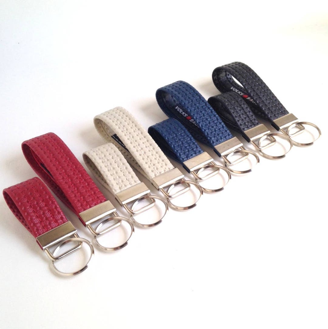 Vintage Style Key Chain | Key Fob | Black | Blue | Ivory | Red | Vinyl ...