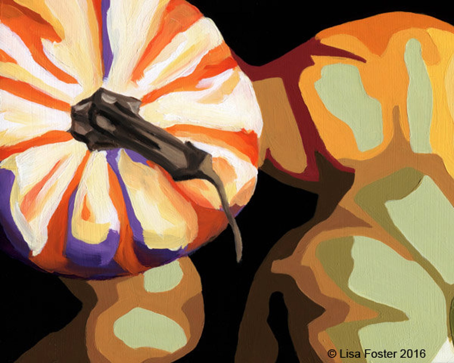 Squash Original Vegetable Painting, 8x10 Inches Oil Painting on Cradled ...