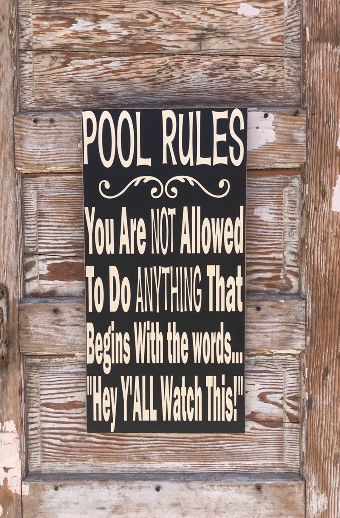 Pool Rules Sign 12 x 24 Wood Sign funny sign | Etsy
