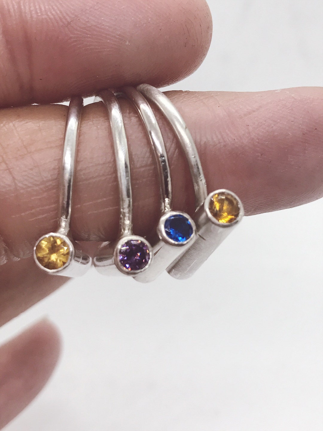 Double Tube Rings | Double Gemstone Ring | Horizontal Gemstone Ring ...
