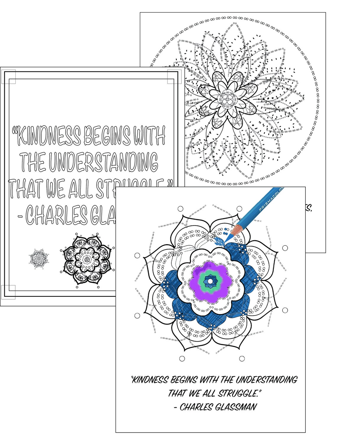 Floral Mandala + Famous Quote Coloring Pages- Instant Download PDF ...