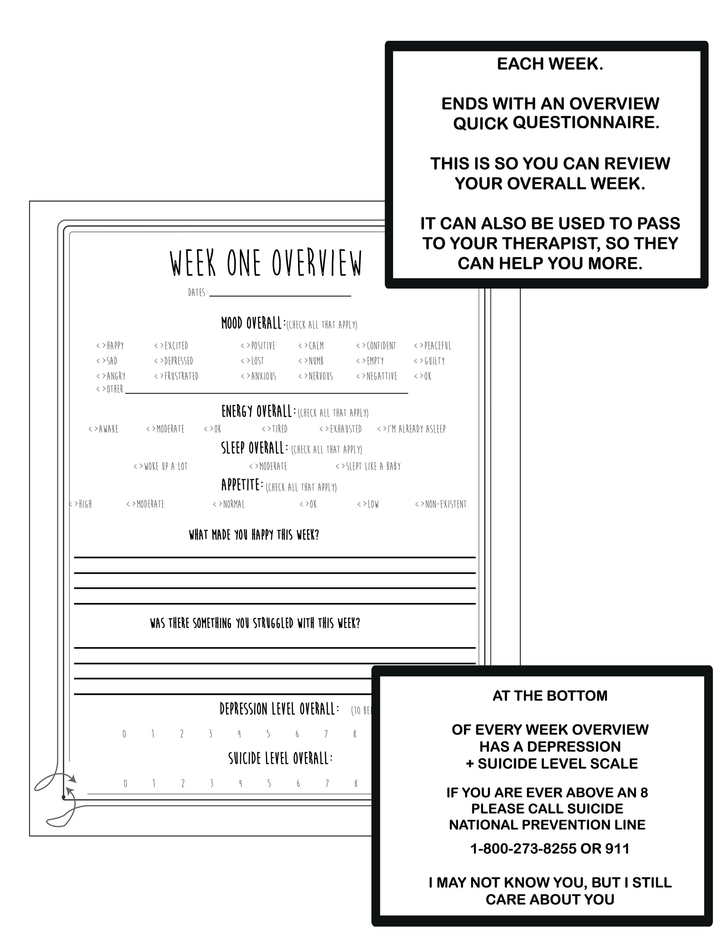 Write in Month Depression Journal Entry + Quote Coloring Pages- Instant ...
