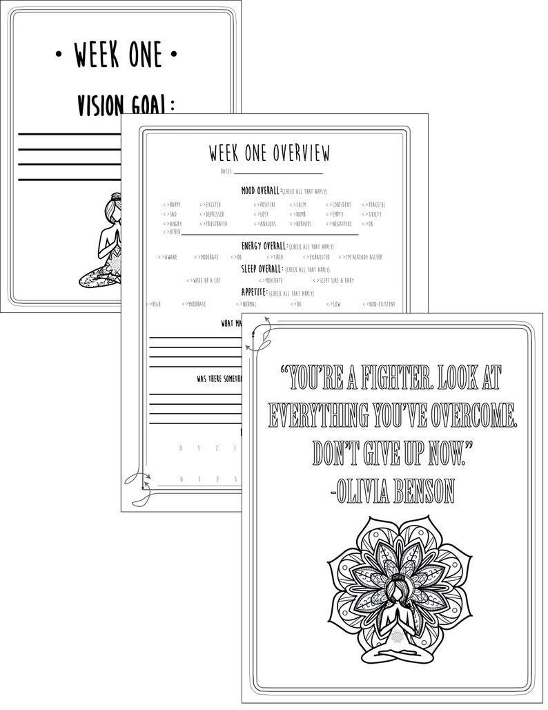 Write in Month Depression Journal Entry + Quote Coloring Pages- Instant ...