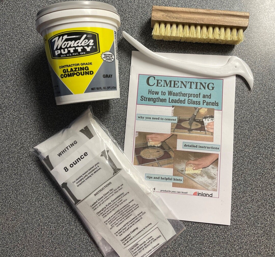 Stained Glass Lead Cementing Kit: Whiting, Pint of Cement Putty ...