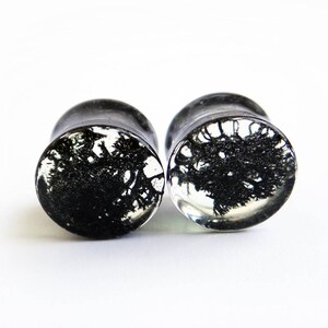 Black Plug Earrings Ear Gauges Moss Resin Plugs 2g 0g 00g 12mm 14mm ...