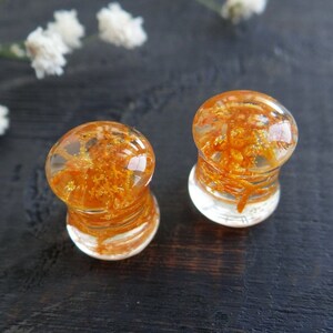 Yellow Orange Moss Plugs Lichen Gauges Earrings Resin Plugs 4g Gauges ...