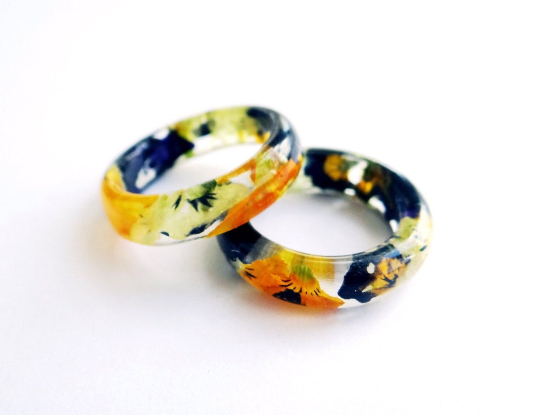 Pansy Ring Resin Ring Engagement Ring for Couple Promise Ring Unique ...