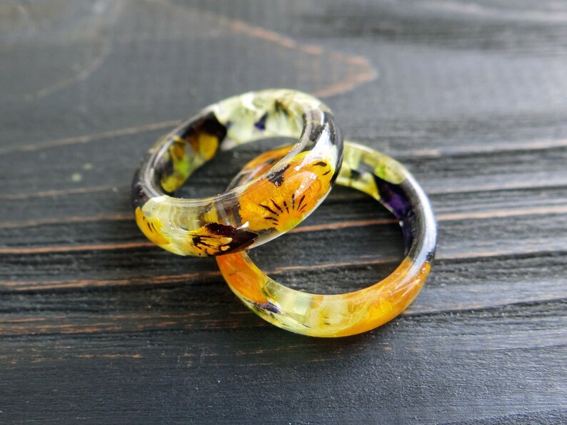 Pansy Ring Resin Ring Engagement Ring for Couple Promise Ring - Etsy