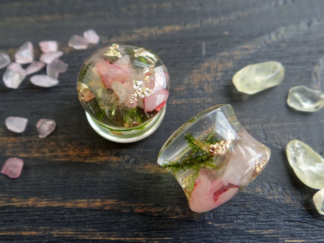 Citrine plugs Rose quartz plugs and gauges Resin plugs 00 | Etsy