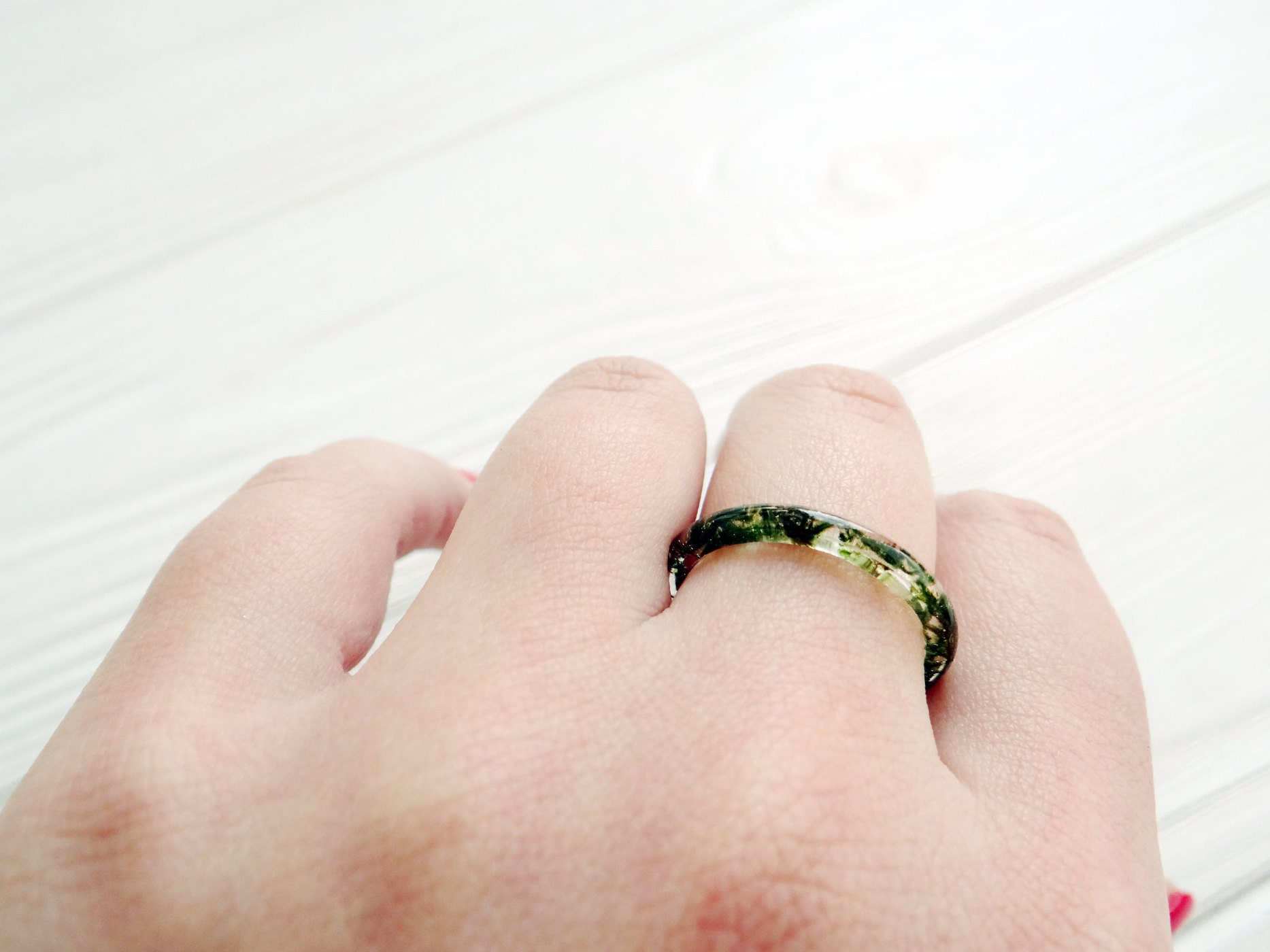 MOSS Ring Thin Resin Ring Men Engagement Ring for Couple | Etsy