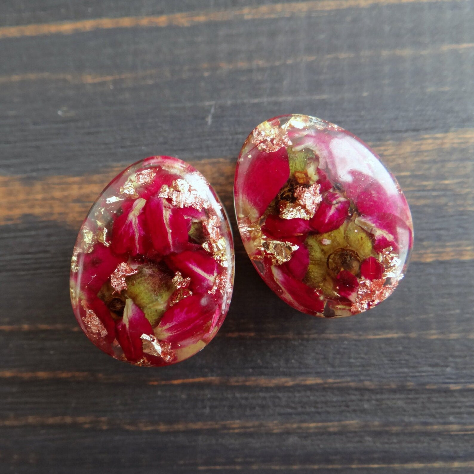 Red Rose Plugs Tear Drop Plugs and Tunnels Wedding Plugs 16mm | Etsy