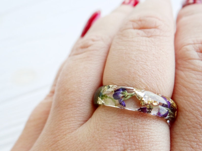 Purple Flowers Ring Promise Ring for Couples Anniversary Gift | Etsy