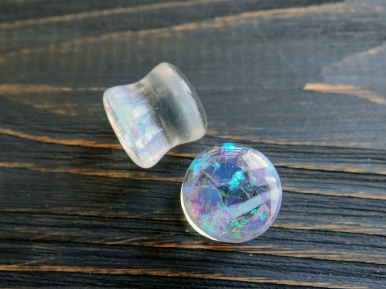 Opalite Plugs Resin Gauges Earrings 4g Plugs Double Flare 2g - Etsy