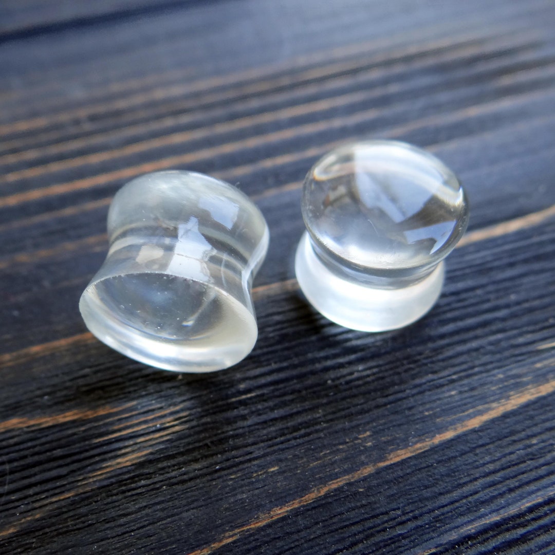Transparent Clear Plug Earrings Glossy Resin Gauges Modern Minimalist ...