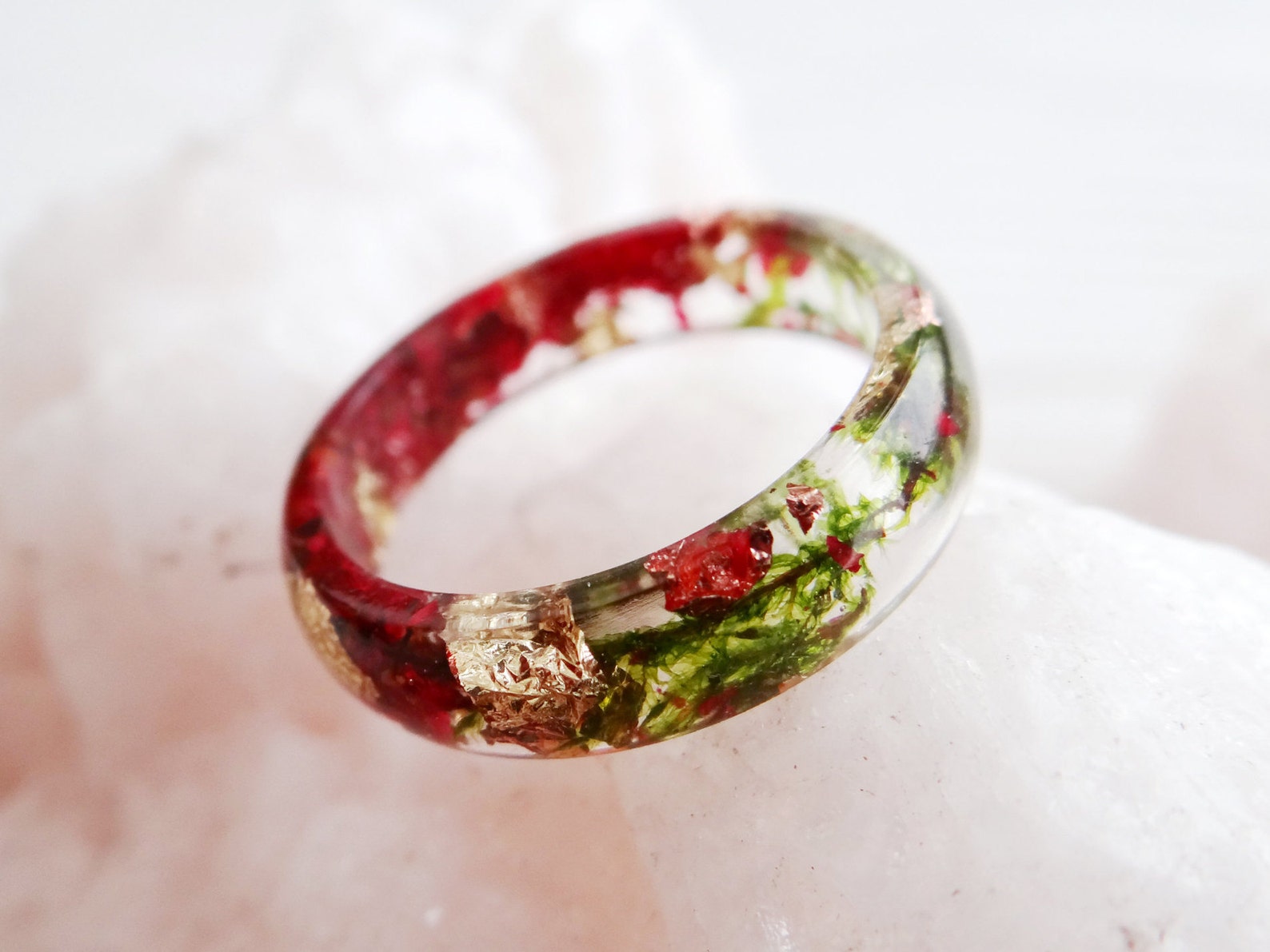 POMERGRANATE Pressed Flower Ring Nature Ring Women Engagement - Etsy