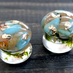 Turquoise Plug Earrings Orange Aventurine Plugs and Tunnels Stone Plugs ...