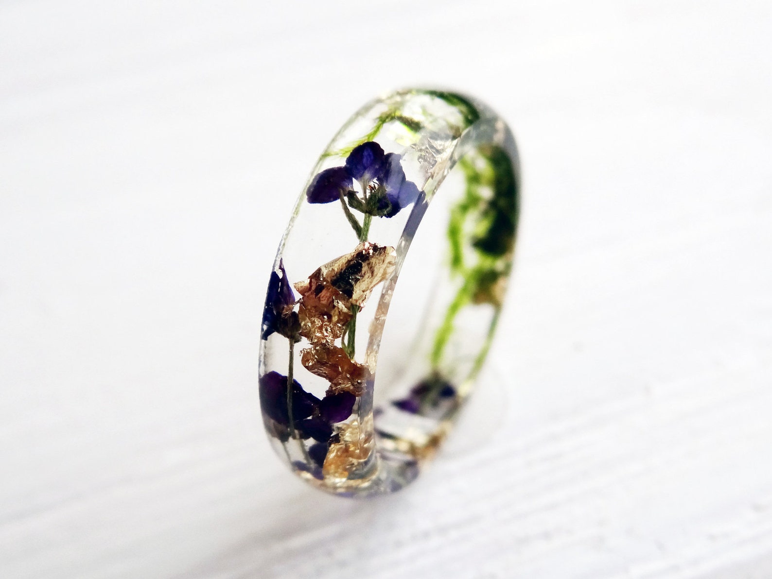 Purple Flowers Ring Promise Ring for Couples Anniversary Gift | Etsy