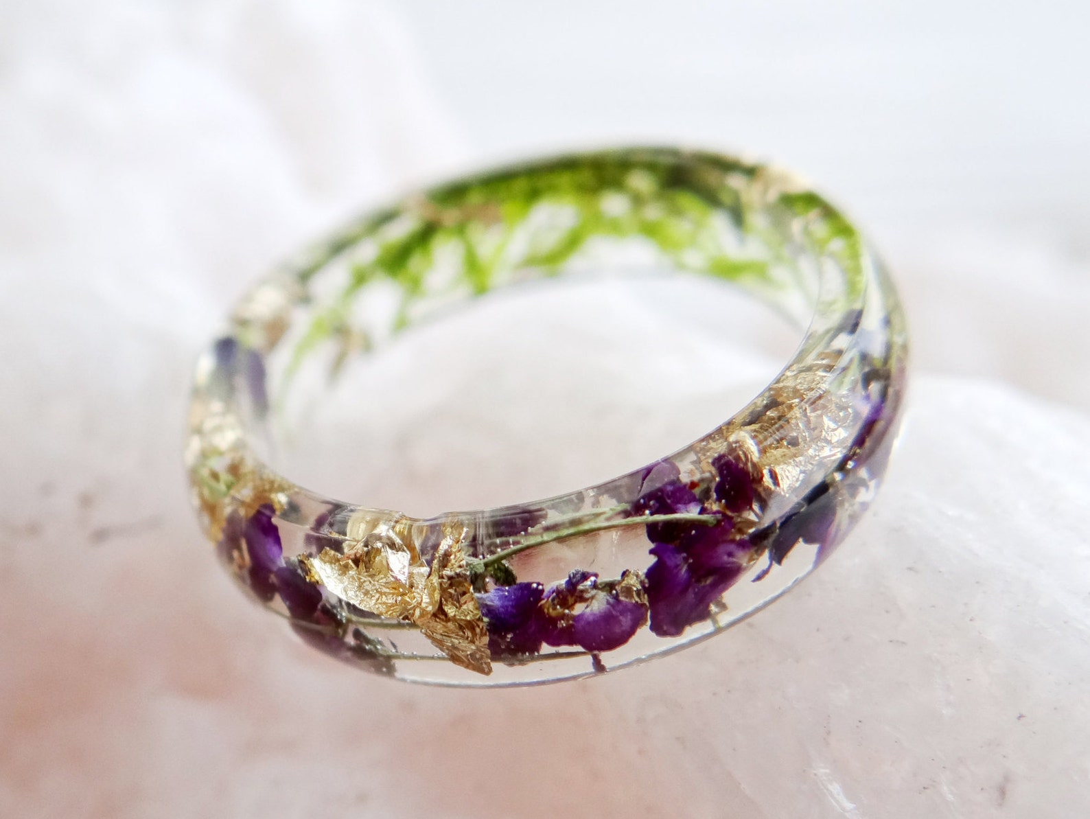 Purple Flowers Ring Promise Ring for Couples Anniversary Gift | Etsy