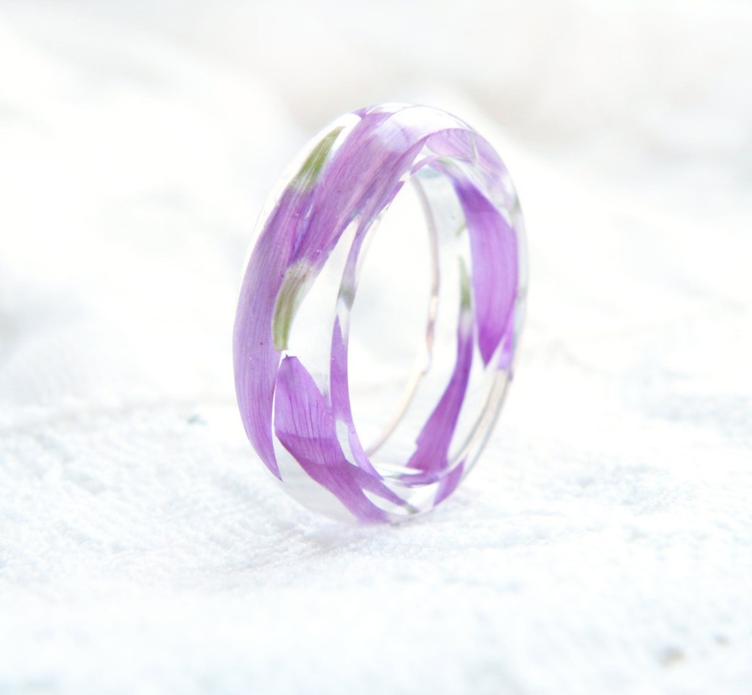 Pressed Flower Resin Ring Everlasting Flower Ring Promise Ring Set Eco ...