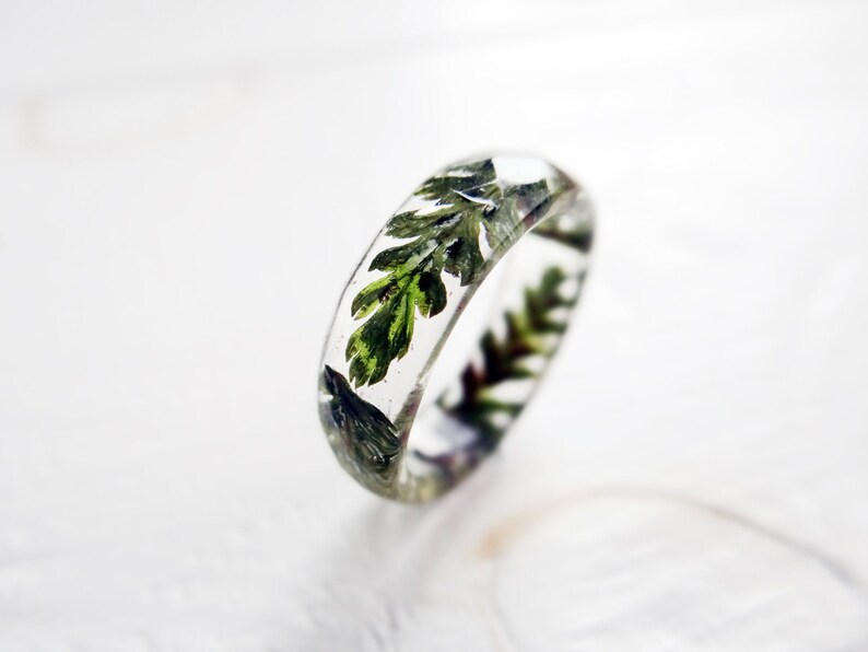 Resin Ring Fern Ring Couple Ring Set His and Hers Wedding | Etsy