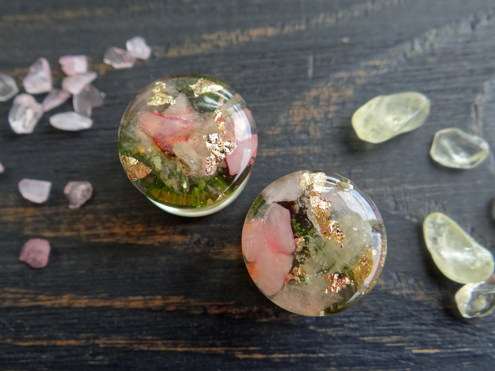 Citrine plugs Rose quartz plugs and gauges Resin plugs 00 | Etsy