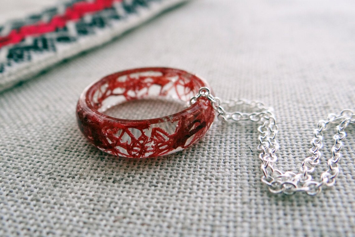 Burgundy Moss Ring for Men Nature Ring Resin Ring for Women - Etsy