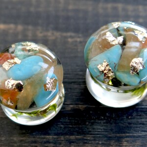Turquoise Plug Earrings Orange Aventurine Plugs and Tunnels Stone Plugs ...