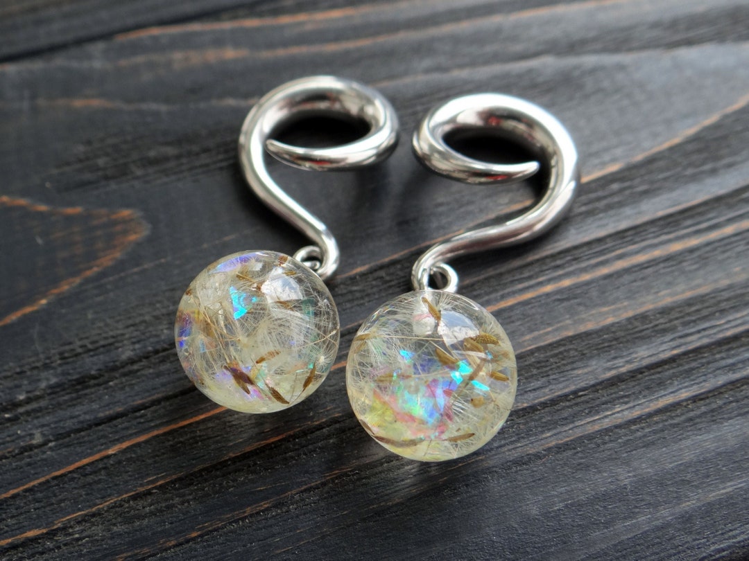 Rainbow Dandelion Gauges Dangle Elegant Gauges Plug Earrings Stainless ...
