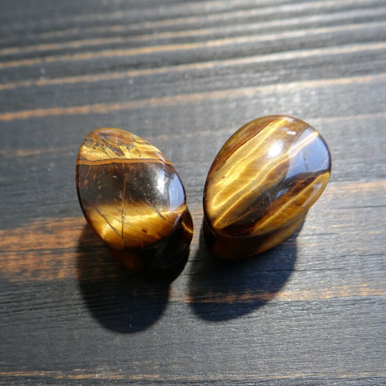 Tiger Eye Plugs Stone Plugs and Tunnels Hawk's Eye 2g - Etsy